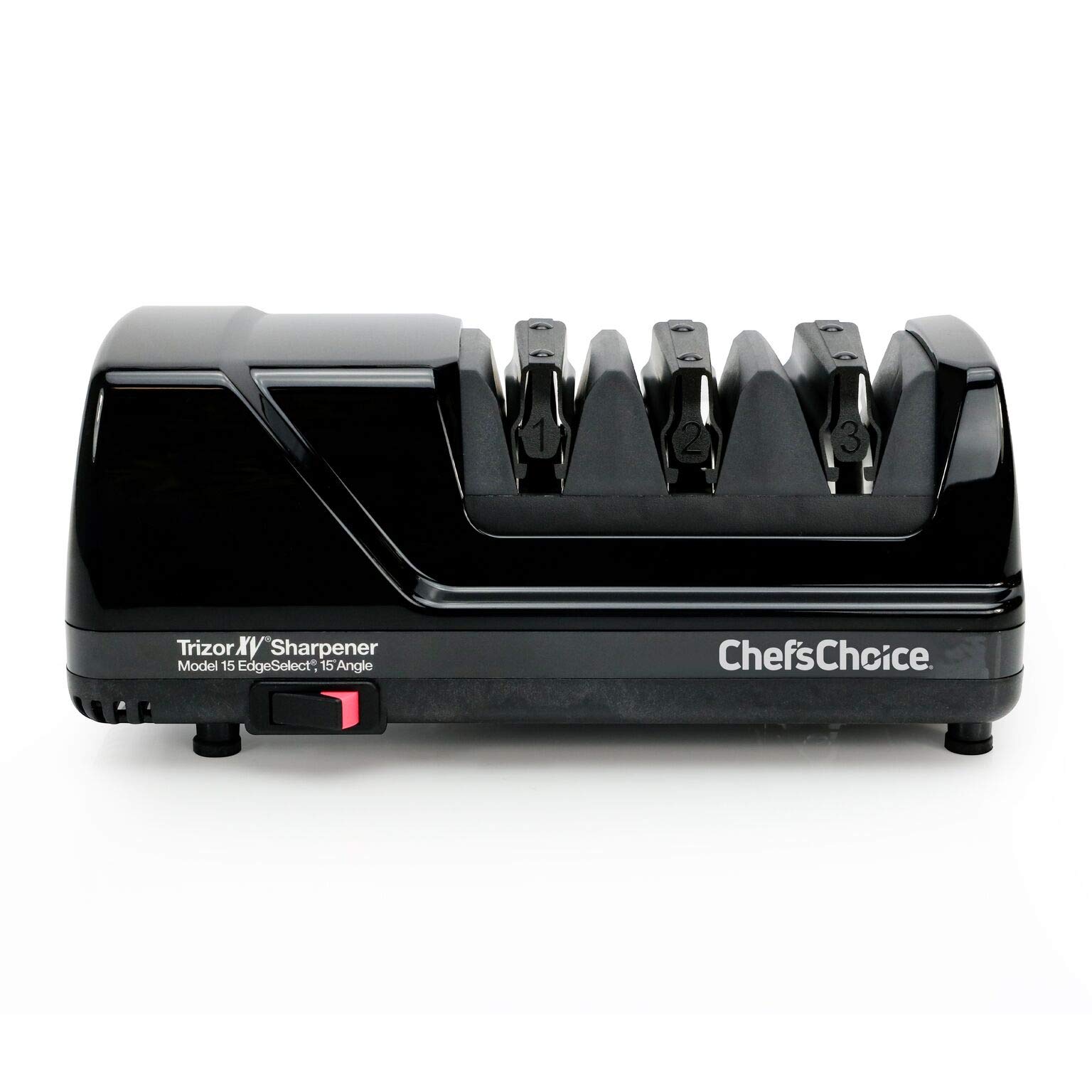 Chef'sChoice 15XV EdgeSelect Professional Electric Knife Straight and Serrated Knives Diamond Abrasives Patented Sharpening System, 3-Stage, Black