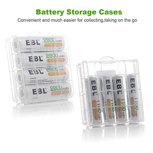 EBL Battery Charger for AA/AAA/C/D Rechargeable Battery with 1.2V NiMH Rechargeable AA Battery 2800mAh(4pcs) and 1100mAh AAA Battery(4pcs) Combo
