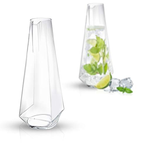 JoyJolt Infiniti Water Pitcher β 43Oz Deluxe Glass Pitcher β Premium Quality Crystal Lemonade Pitcher β Elegant Classic Design β Perfect Sangria Pitcher, Serving Iced Tea, Fruit Infusion, Juice