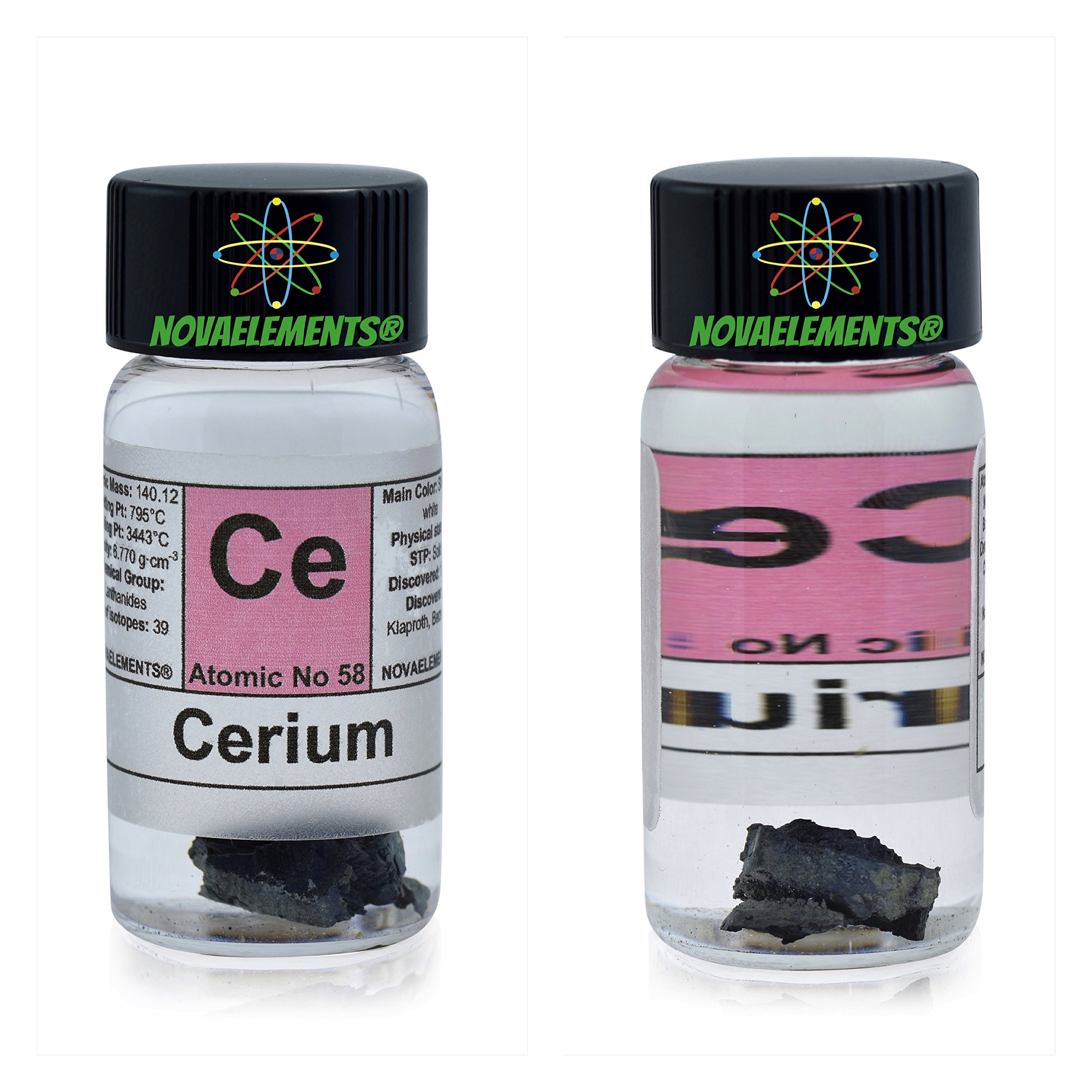 Cerium Metal Element 58 Sample Ce, Pure 1 gram 99,99% Inside Labeled Glass Vial