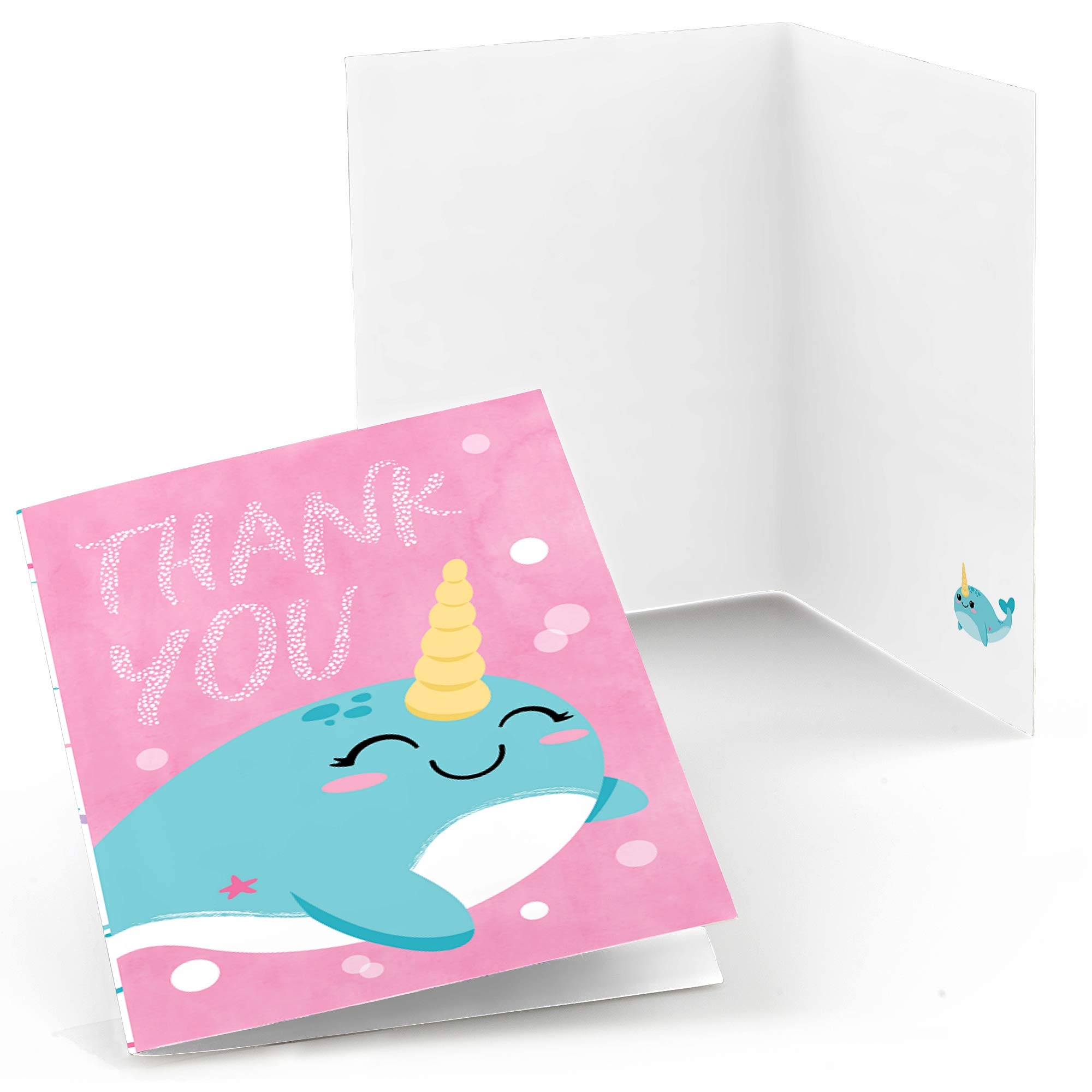Big Dot of Happiness Narwhal Girl - Under The Sea Baby Shower or Birthday Party Thank You Cards (8 count)