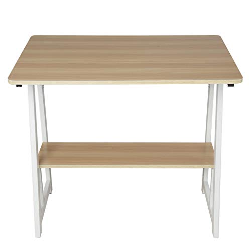 ZHOU2# Desktop Computer Desk with Storage Rack, Home Office Study Writing Table Computer Gaming Table Bedroom Laptop Study Table, Student Bookcase Study Reading Writing Desk PC Laptop Table (Yellow)