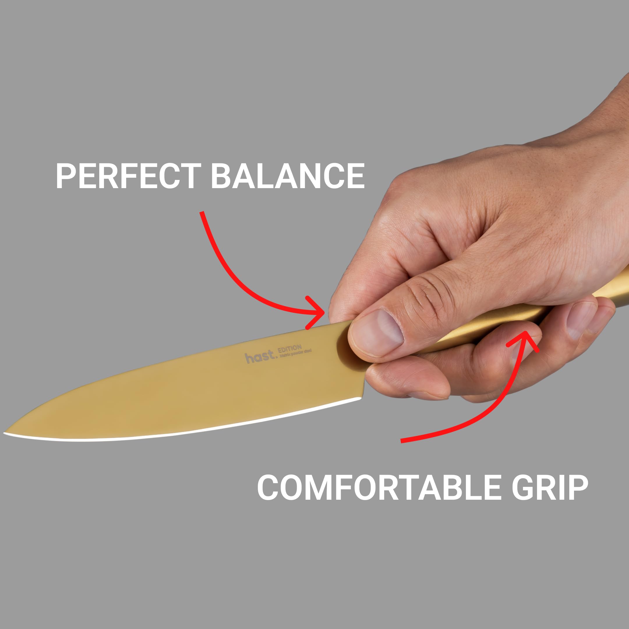 Hast Edition 5-Inch Utility Knife, Ultra-Sharp Professional Small Kitchen Knife, Patented Powder Steel, Lightweight, Comfortable Ergonomic & Award-Winning Design,Premium Small Knife (Glossy Stainless)