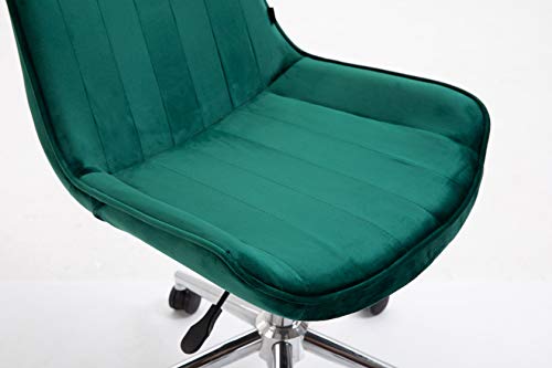 Cherry Tree Furniture Cala Pine Green Colour Velvet Fabric Desk Chair Swivel Chair with Chrome Base