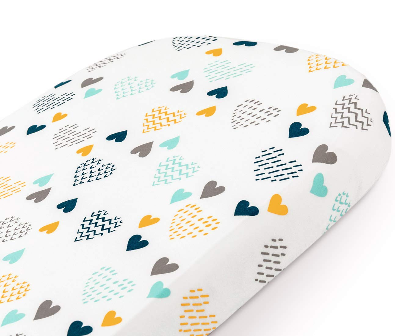 COSMOPLUS Bassinet Sheet Set 2 Pack Stretch Fitted Craddle Fitted Sheets for Bassinet Pads/Mattress, for Boys Girls,Unisex,Ultra Soft,Heart Pattern