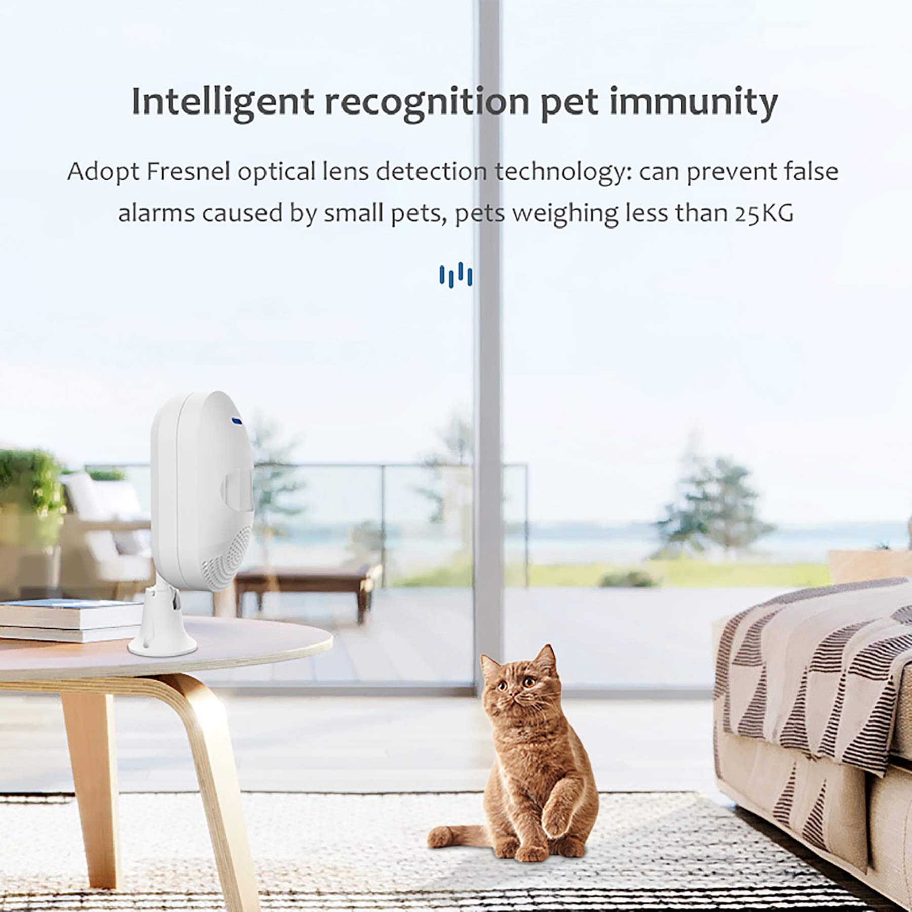 Wireless PIR Motion Sensor Alarm: WiFi Motion Detector Alarm with 100dB Siren, TUYA APP Control, Sound & Light Alarm, Infrared Alarm Detector with USB Charge, Compatible with Alexa