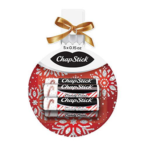 ChapStick Holiday Ornament Candy Cane Lip Balm Gift Set, Lip Moisturizer and Christmas Stocking Stuffer - 0.15 Oz (Pack of 5)