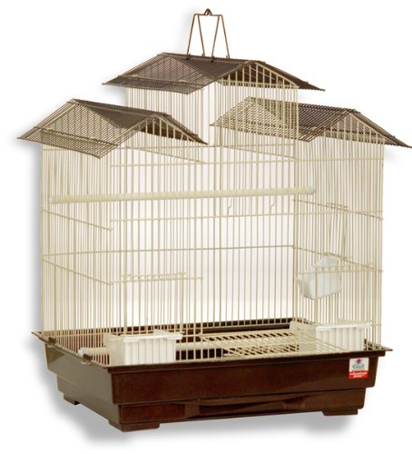 Blue Ribbon Three Peak Style Roof Bird Cage, 14-Inch by 18-Inch by 21-1/2-Inch, River Rock/Ebony Brown