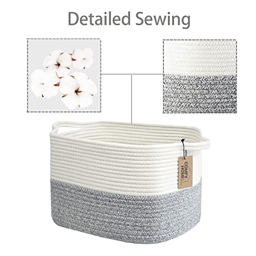 Blanket Baskets 18''x16''Cotton Rope Laundry Hamper Baby Nursery Storage Organizer Bundle with 13.5"x11"x 9.5"square woven Rope Basket for Shelves Toys, Nursey Cube Bin, Decorative Storage Organizer