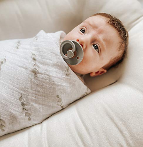 Ely's & Co. Muslin Swaddle Blanket 2-Pack β 100% Cotton Muslin Extra-Large Swaddle Blankets (47β x 47β) Watercolor Eucalyptus Print & Solid Sage