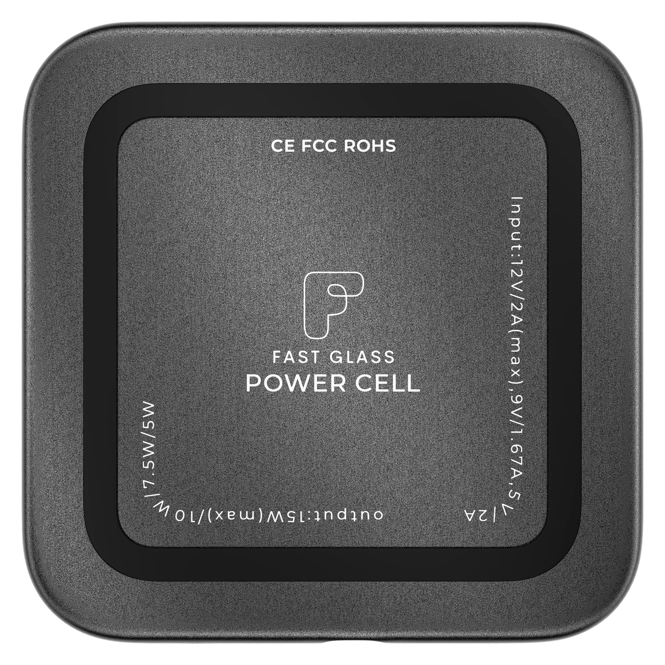 POWERCELL Wireless Charging Pad for iPhone 15 | 15W EPP Fast Charge Ready | Square Shaped Glass Top Aluminum Shell | USB to USBC Cable | Compatible with All Qi-Certified Devices | NO Power Adapter