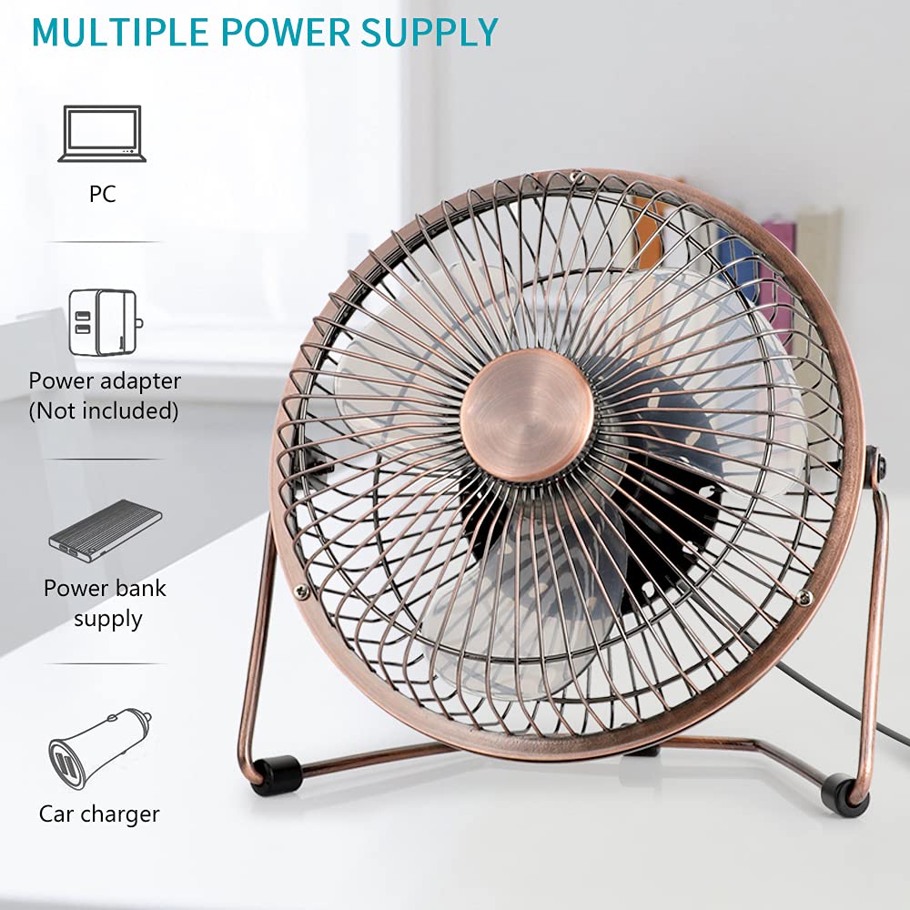 ALPIAZ 6 Inch Blade Desktop USB Fan, USB Powered, Personal Table Fan, Mini Cooling Fan, Small Desk Fan