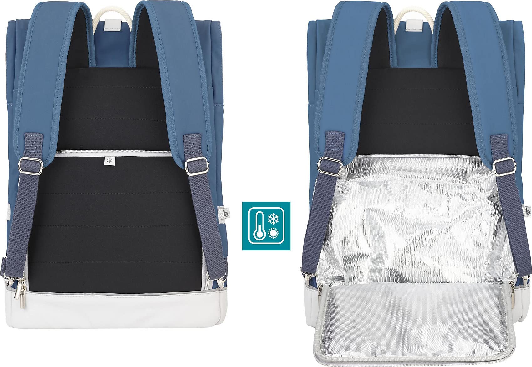 Babymoov Sancy Diaper Bag Backpack | Unisex Back Pack With Heavy Duty Roll-Top Closure, Large Insulated Compartment, Changing Pad And Accessories, Navy Blue