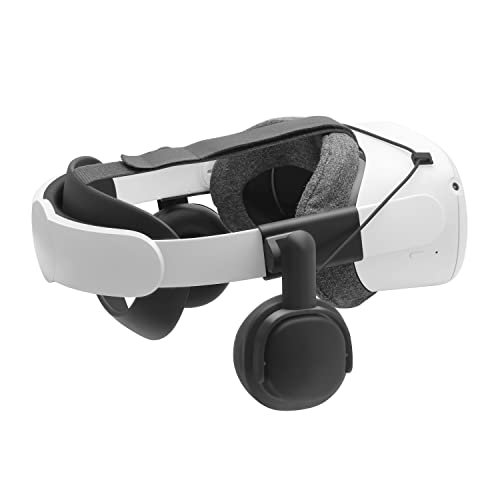 2022 Version Clip Stereo VR Headphones Custom Made for Oculus Quest 2 Elite Head Strap & Original Head Strap-On Ear Bass-3D Printed Clip Adapters (Black)