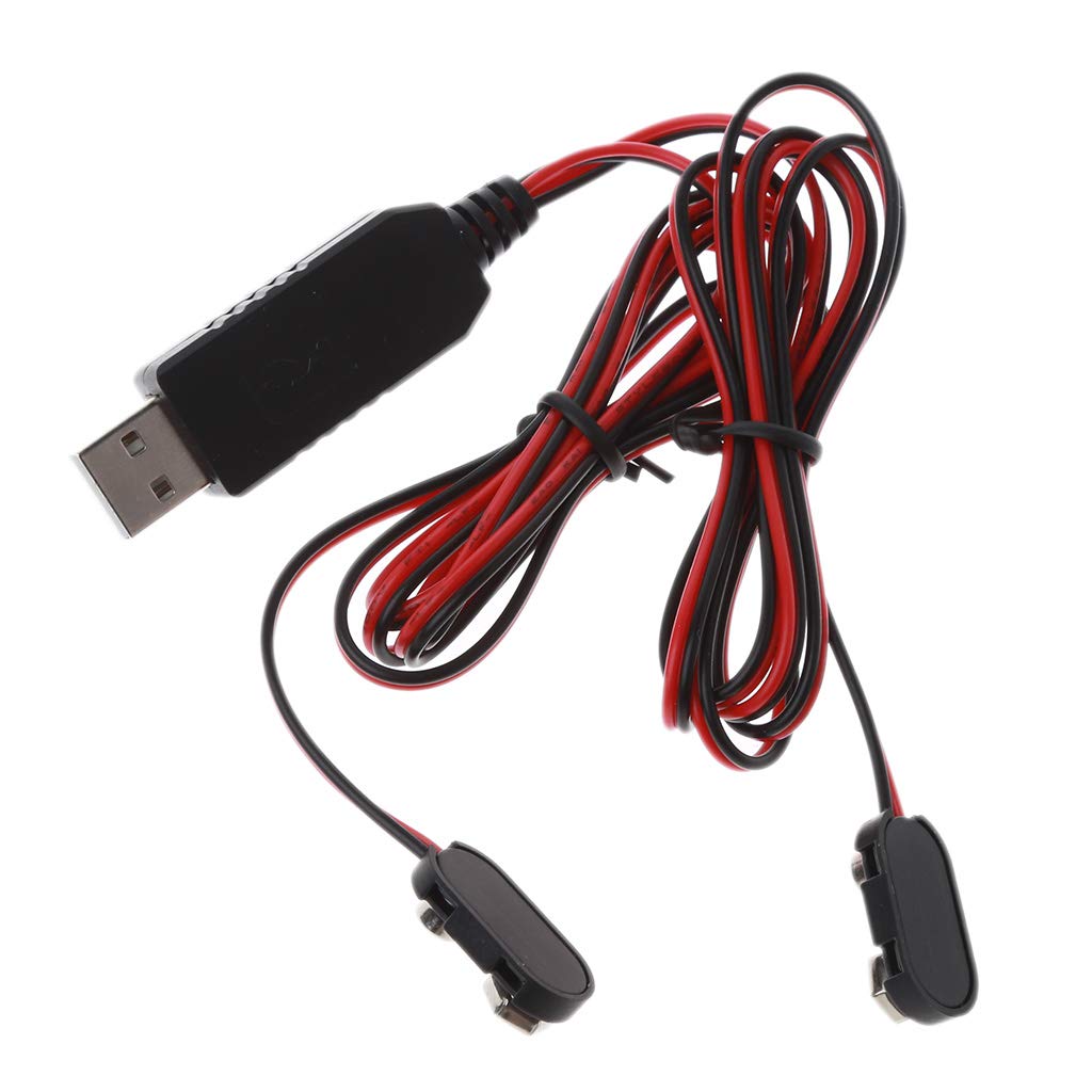 fengchensety Universal 100cm 300cm 2in1 USB Mains Convert to Dual 6F22 9V Battery Eliminator Replace 2pcs 9V Battery USB Power Supply Cable,Dual 9V Battery Eliminator,USB to Dual 9V Battery Cable