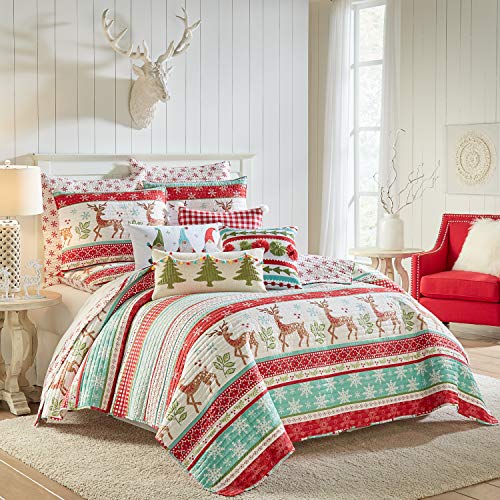 Levtex Home - Let It Snow - Decorative Pillow (12 X 24in.) - Gnomes - Green, Red, Turquoise and Silver Grey