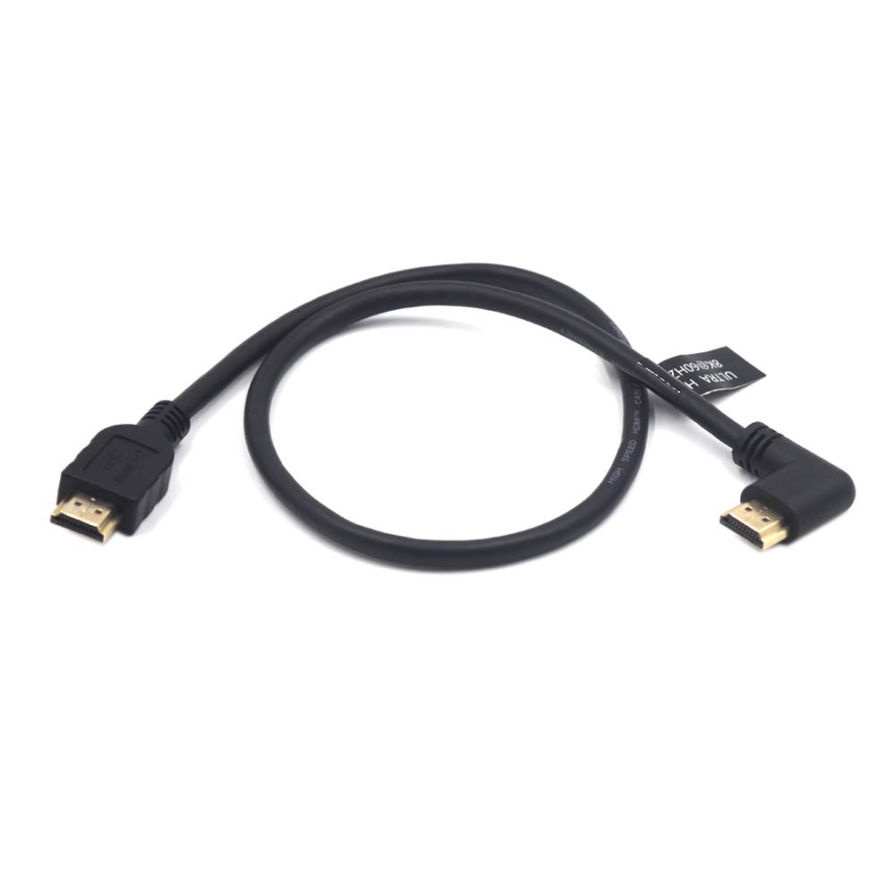 Kework 2 Feet Ultra HD HDMI 8K Cable, 90 Degree Left Angle HDMI 2.1 Version Male to Male High Speed Shield Cable for Xbox TV PS4 PS5 Switch, Support 8K@60HZ 4K@120HZ (Left-Straight)
