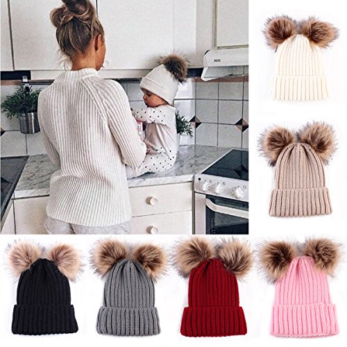 Baby Winter Warm Hat, Baby Newborn Knit Hat Infant Toddler Kid Crochet Hat Beanie Cap Beige