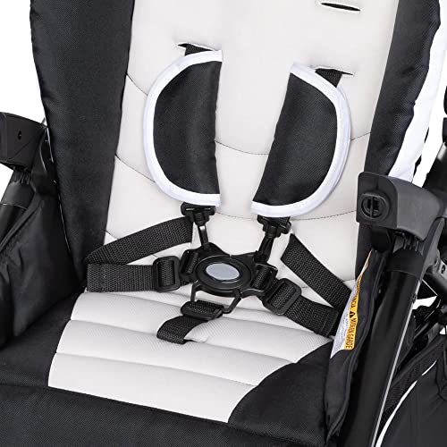 Baby Trend Sit N' Stand 5-in-1 Collapsible Shopper Stroller with Canopy, Visor, Extendable Storage Basket, Phone Tray, and 2 Cup Holders, Modern Khaki