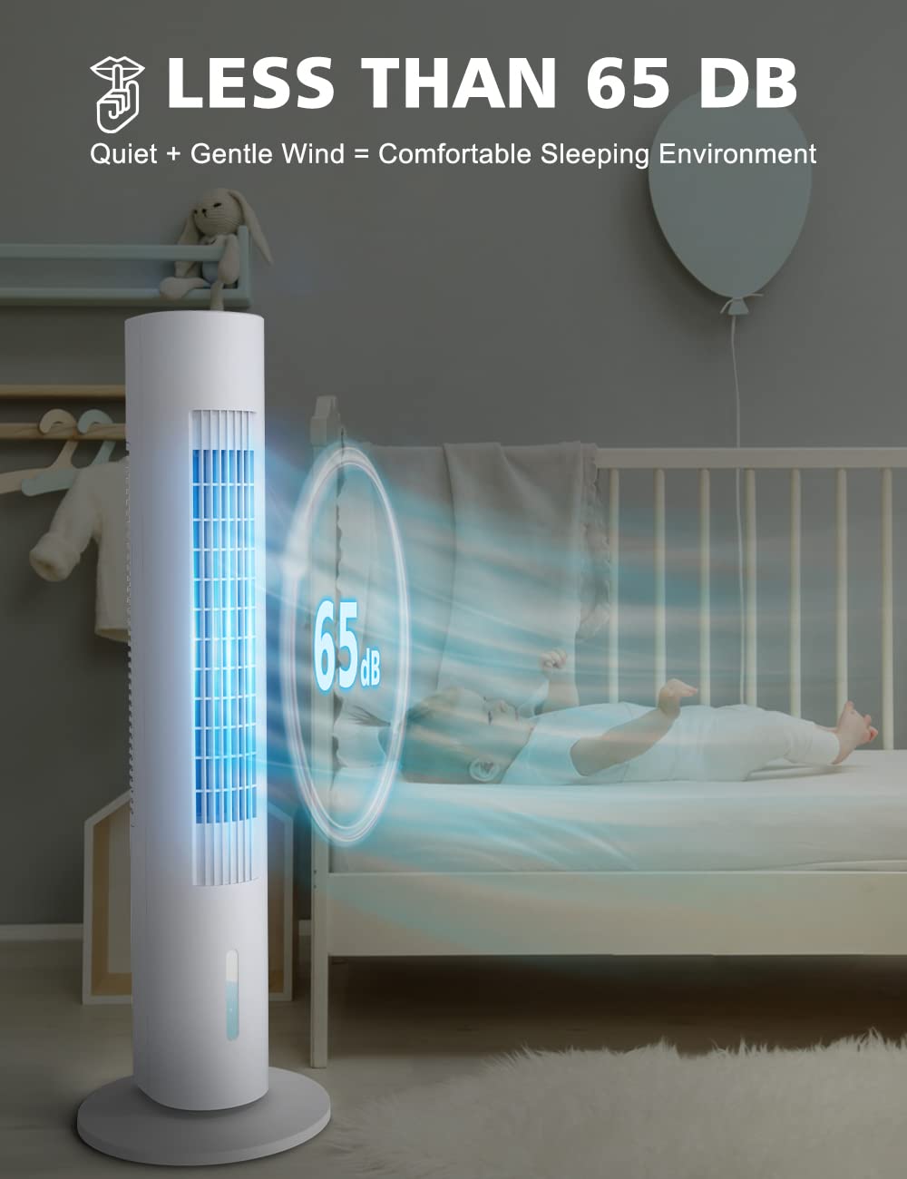 3-In-1 Evaporative Air Cooler,1S Cooling Tower Fan w/Remote Control & 65dB, Portable Air Cooler w/Cooling Mode, Evaporative Cooler w/60° Oscillation, Personal Cooling Fan for Home Office, 4 Ice Packs