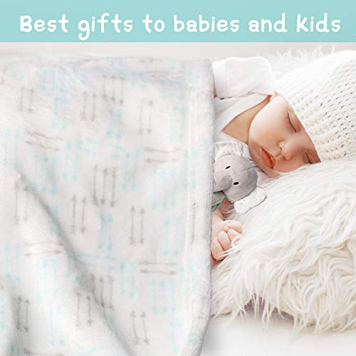 FINOHOPE Baby Blanket Plush Fleece with Security Blanket Snuggler Stuffed Animal Loveys for Boys and Girls, Blue Elephant