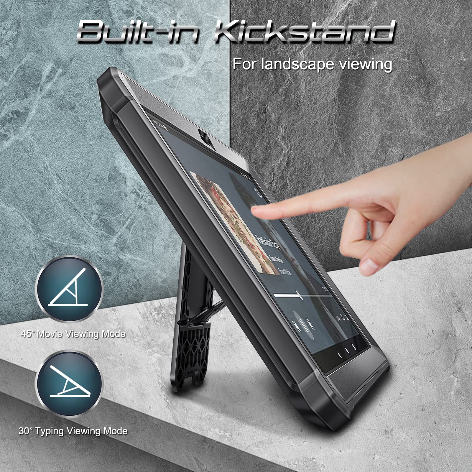Fintie Case for Amazon Fire HD 10 and 10 Plus Tablet (11th Generation 2021 Release), [Tuatara] Rugged Unibody Hybrid Kickstand Cover w/Built-in Screen Protector, Black