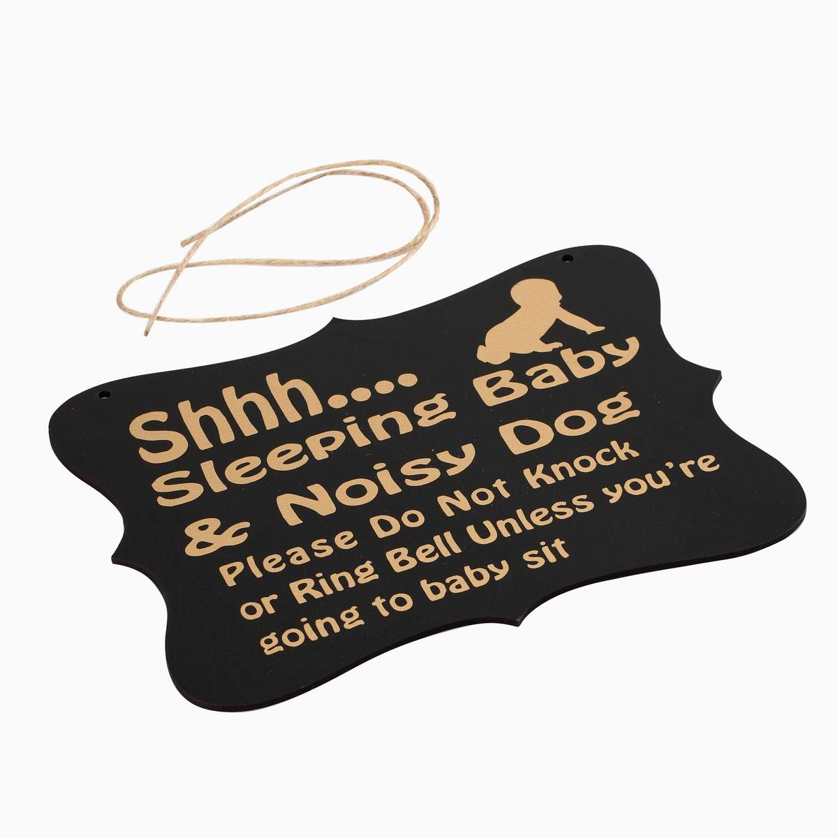 BinaryABC Baby Sleeping Sign ,Baby Do Not Disturb Door Hanger Sign,Baby Room Decorative Wooden Plaques