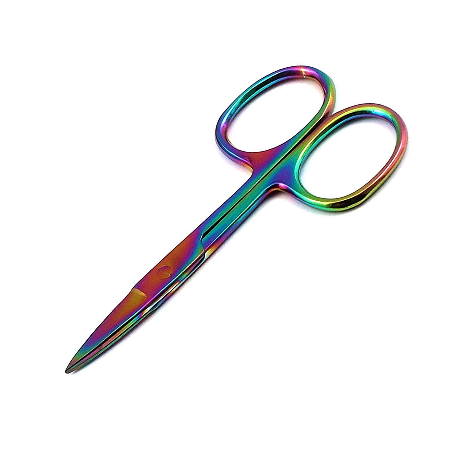 DDP 2PCS RAINBOW EYEBROW SCISSOR STRAIGHT & TWEEZER SLANT TIP FACIAL HAIR REMOVER CHAMELEON STAINLESS STEEL MAKEUP TOOL
