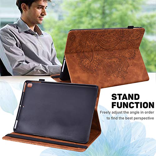Fire HD 8 8th/7th/6th Generation Case, UGOcase Embossed Pattern PU Leather Multi-Angle Folio Stand Cover Case with Elastic Band Stylus Loop for Amazon Kindle Fire HD 8 2016/2017/2018 Release, Brown