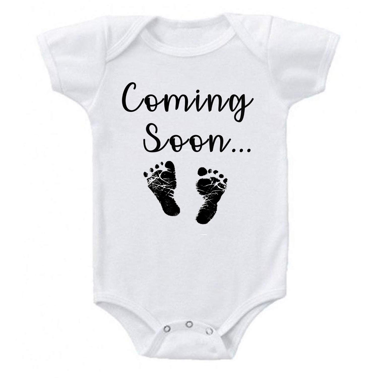 Coming Soon. Baby Feet Announcement Baby Bodysuit One Piece Romper (Newborn, White)