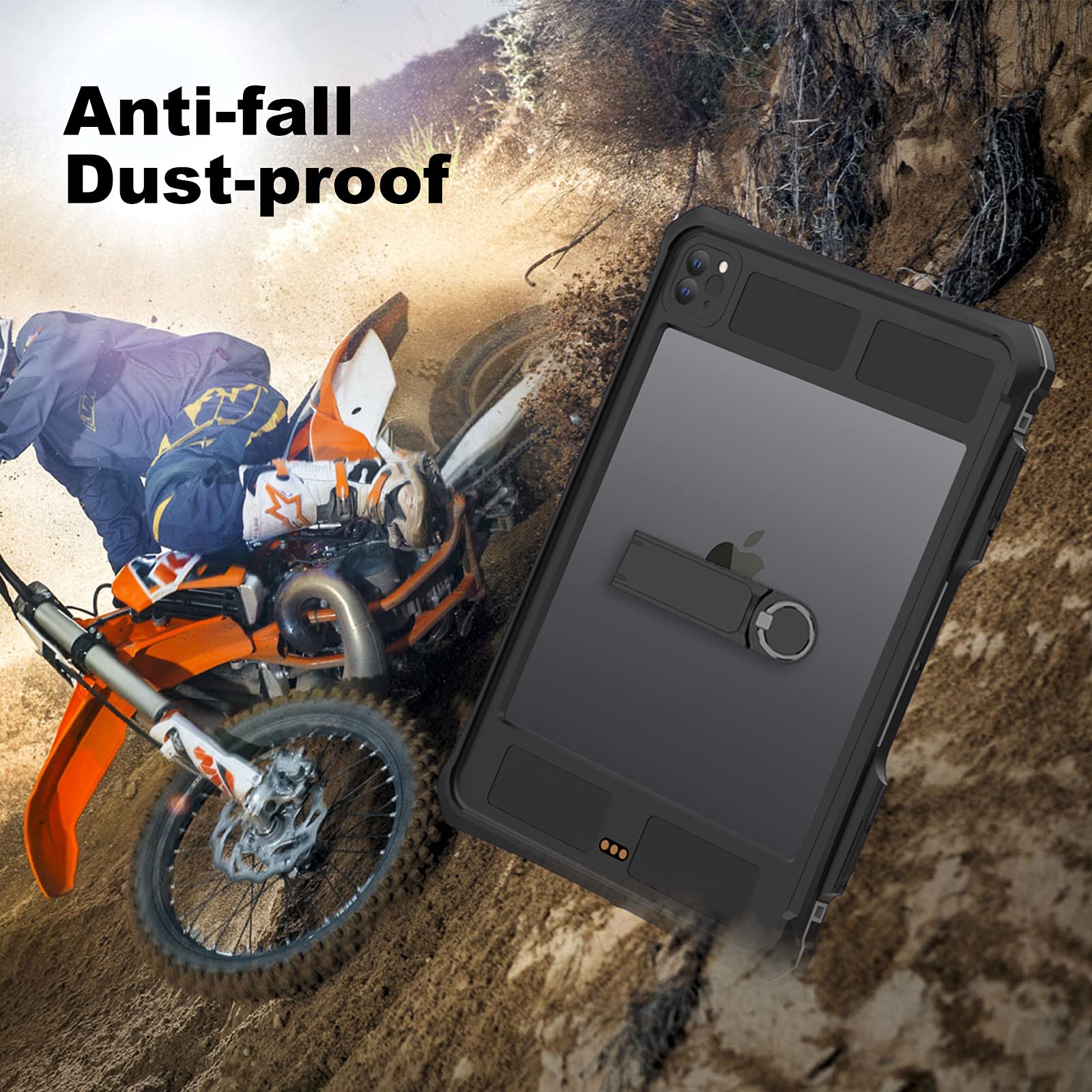 ShellBox Case New iPad Pro 11 inch 2022&2021&2020 Waterproof Case, Full-Body Heavy Duty Shockproof Protective Cover with Kickstand Built-in Screen Protector Pencil Holder Shoulder Strap