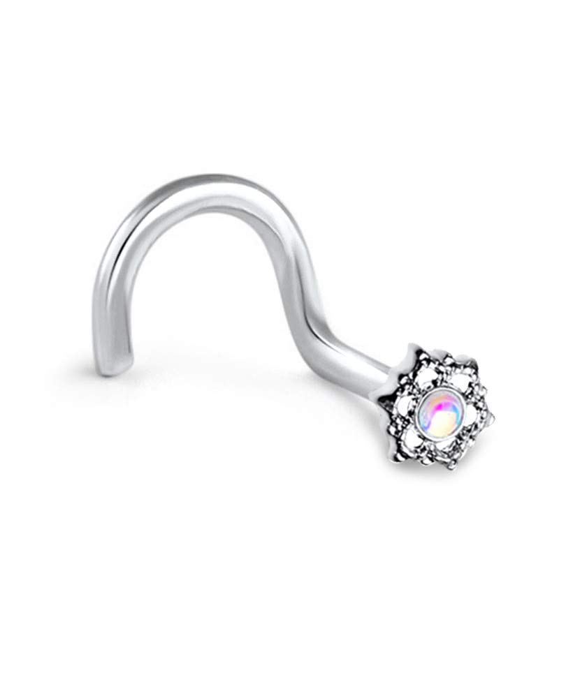 316L Surgical Steel Nose Bone Nose Stud Ring Illuminating Mandala Flower 20G