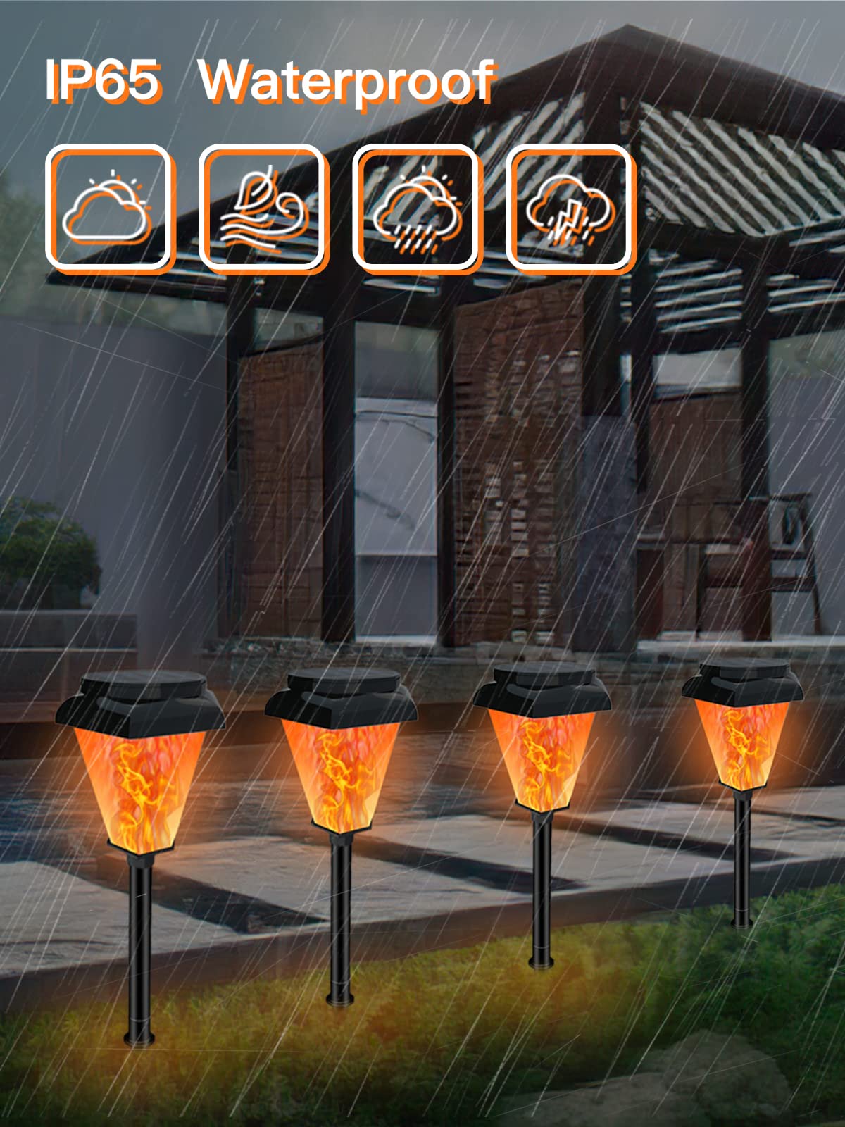 AveyLum Solar Flame Torch Light Outdoor Solar Flickering Dancing Flame Torch Lights Security Lights Landscape Lighting for Garden, PatioYard, Pathway Decoration(4 Pack)
