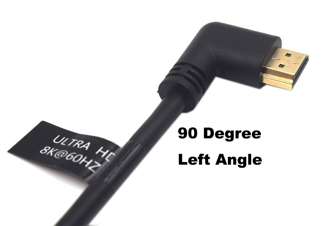 Kework 2 Feet Ultra HD HDMI 8K Cable, 90 Degree Left Angle HDMI 2.1 Version Male to Male High Speed Shield Cable for Xbox TV PS4 PS5 Switch, Support 8K@60HZ 4K@120HZ (Left-Straight)