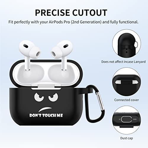 Airpods Pro 2nd/1st Generation Case Cover 2022/2019,CACOE Silicone Case for AirPods Pro 2nd/1st,Protective Skin AirPod Pro 2nd/1st Cases Shockproof Air Pod Cute Funny Accessories with Keychain(Black)