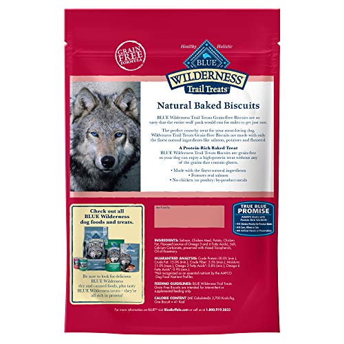 Blue Buffalo Wilderness Trail Treats High Protein Grain Free Crunchy Dog Treats Biscuits, Salmon Recipe 24-oz Bag