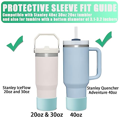 3Pcs Silicone Boot Sleeve For Stanley Quencher Tumbler 30 Oz 40 Oz & IceFlow 20oz 30oz & Hydro Flask Water Bottle 12-24oz,Protective Water Bottle Cup Bottom Bumper Cover For Stanley Cup Accessories.