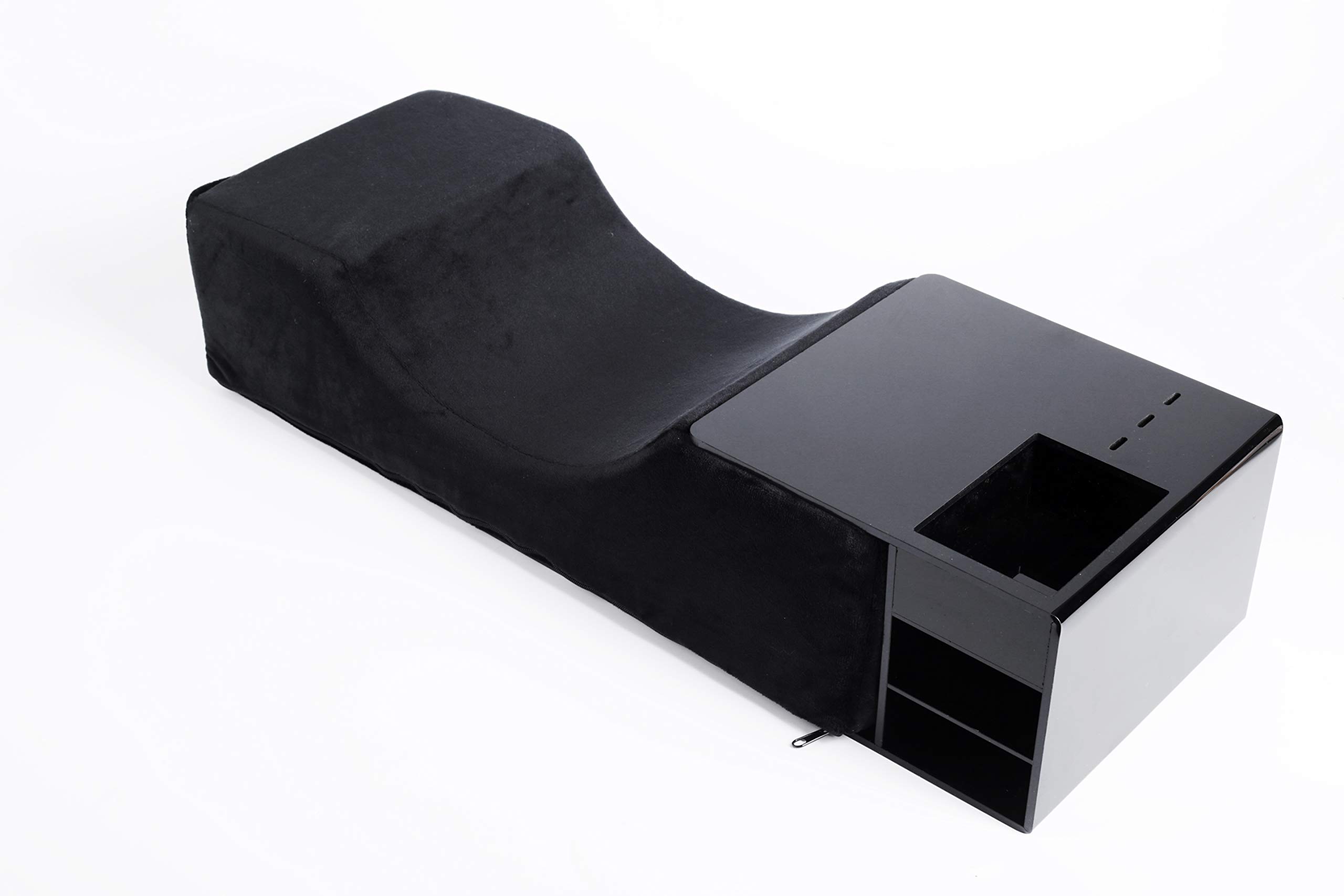 Eyelash Extension Neck Pillow With Acrylic Shelf Organizer Stand, Velvet Warm Lash Extension Grafting Pillow Makeup Tool Display Cabinet Shelves - Black Shelf + Black Pillow(Velvet Pillowcase Updated)