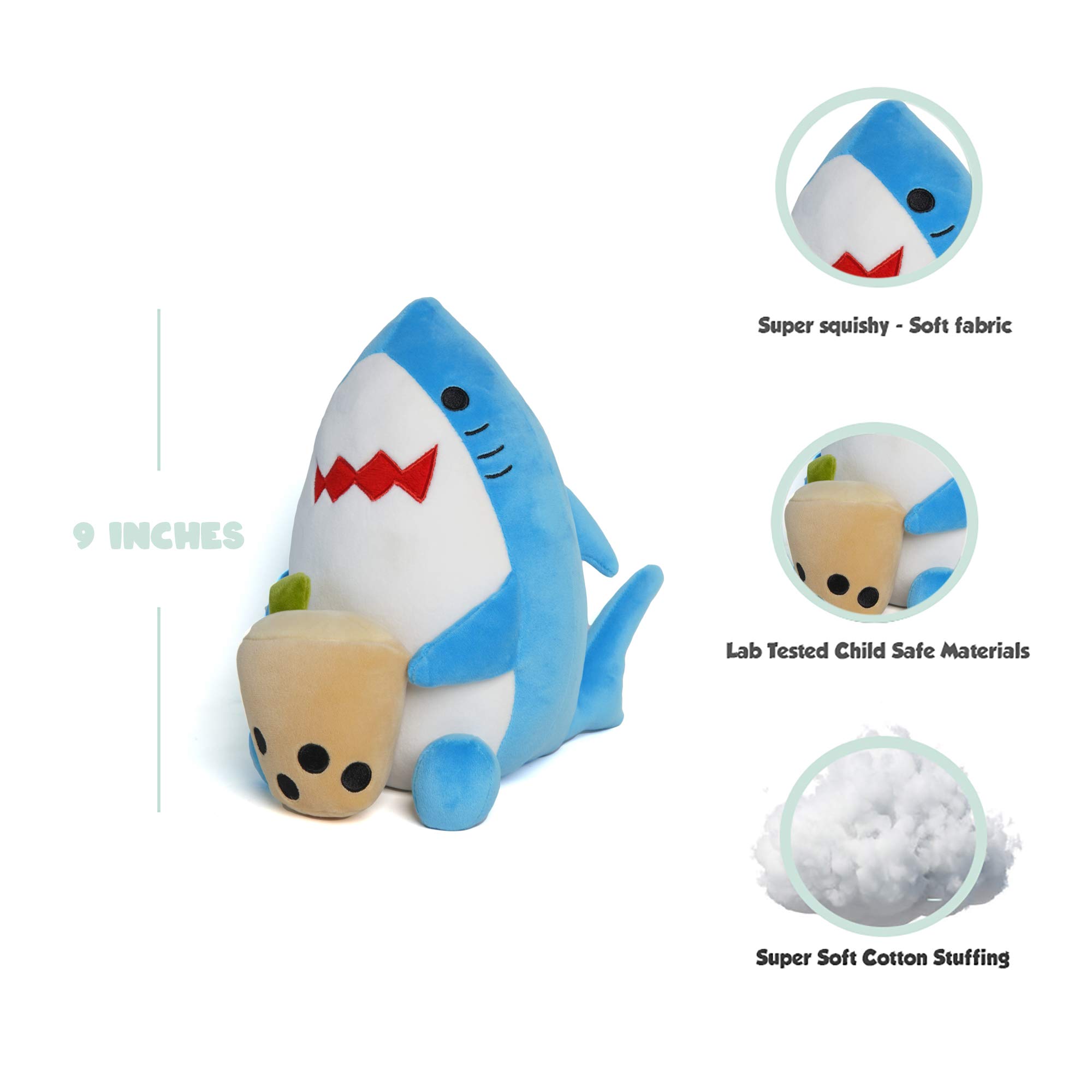Avocatt Boba Shark Plush Toy - 9" Kawaii Anime Stuffed Animal for Boys & Girls