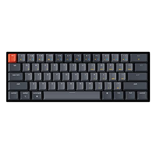 Keychron K12 60% Layout Bluetooth Wireless/USB Wired Mechanical Keyboard for Mac with Gateron G Pro Red Switch White LED Backlit N-Key Rollover, Compact 61 Keys Computer Gaming Keyboard for Windows