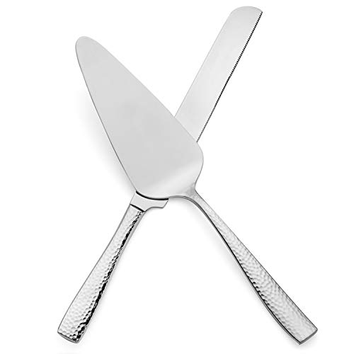 Hudson Essentials Hammered 18/10 Stainless Steel Cake Knife & Cake Server Set