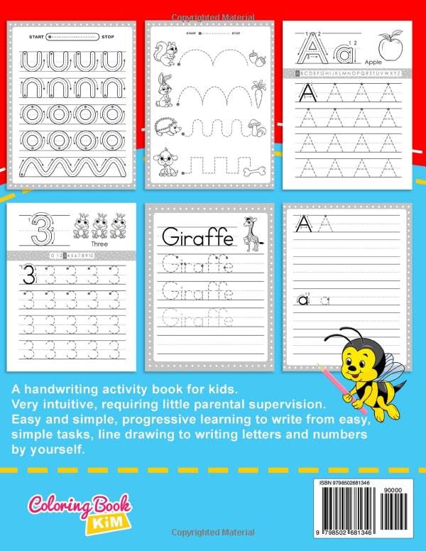 ABC Letter Tracing Practice Workbook for Kids: Learning To Write Alphabet, Numbers and Line Tracing. Handwriting Activity Book For Preschoolers, Kindergartens.