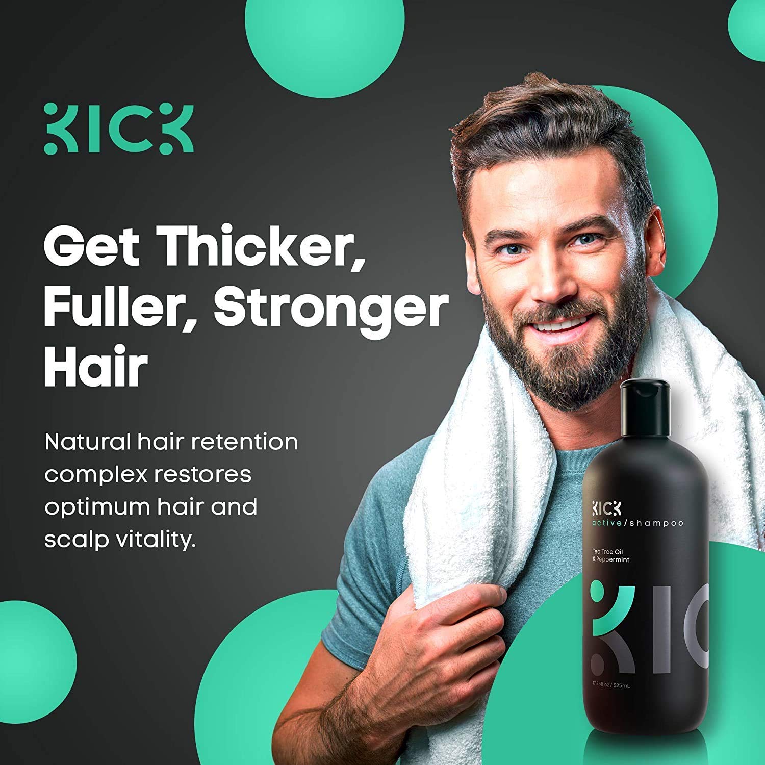Kick Men’s Shampoo + Conditioner + Hair Styling Cream - Men’s Basics Bundle Itchy Scalp Styling for Dandruff & Thinning Hair - High Performance Anti-Dandruff, Anti-Hair Loss System for Men