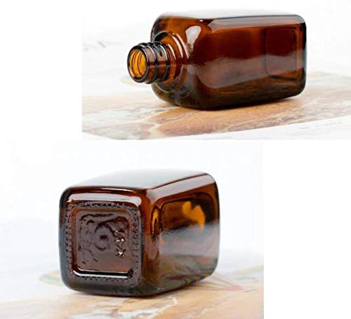 ericotry 3PCS 100ml Empty Refillable Square Amber Glass Cream Lotion Pump Bottles for Makeup Face Cream Facial Cleanser Toiletries Toner Liquid Travel Containers Emulsion Essential Oil Dispenser