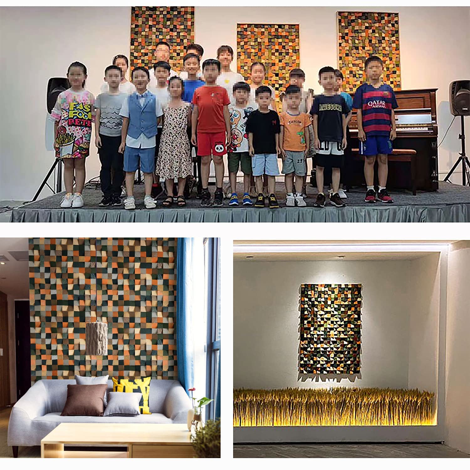AIKEAIKESI Acoustic Diffuser - 11.8 X 11.8 X 1.2 Inches Sound Proof Wall Panels,Wood Acoustic Panels Reduce Distinct Echo Preserve Room Liveliness,Decorative Sound Panels for Walls