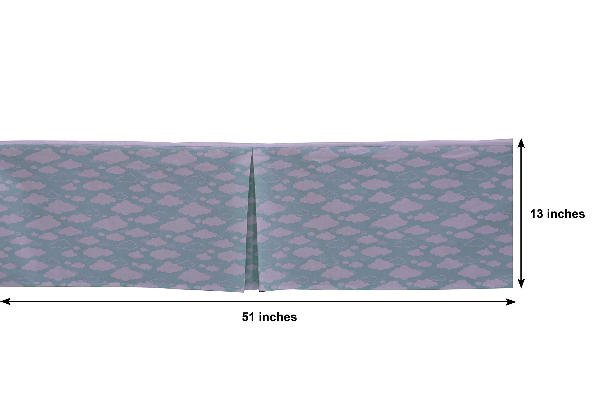 Bacati Clouds in The City Mint Clouds Crib/Toddler Bed Skirt Dust Ruffle, Mint/Grey
