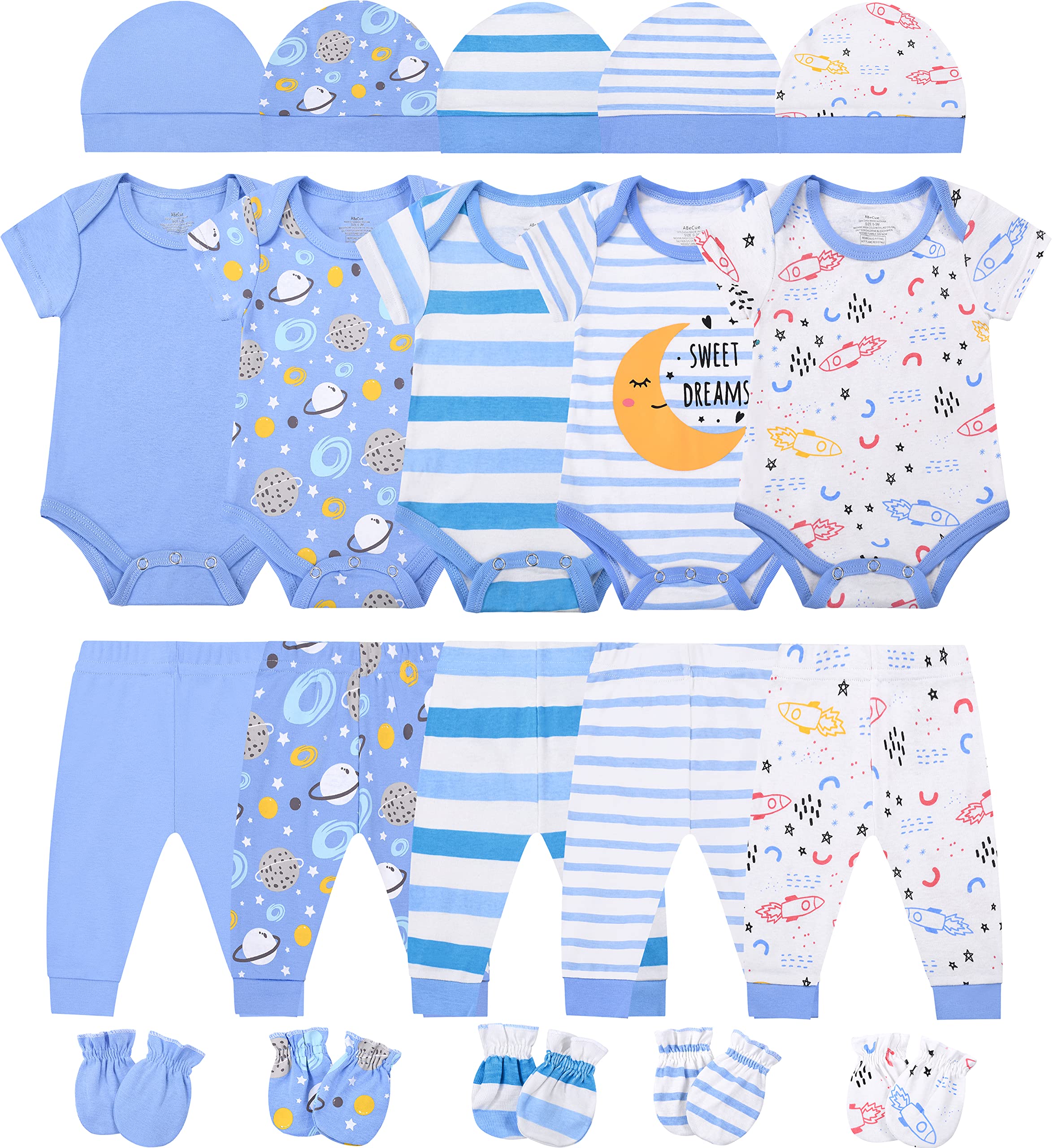 ABeCue Baby Boy Layette Essentials Sets Infant Clothes Pack Newborns Gift Set CornflowerBlue, 0-3 Months