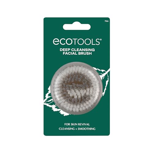 EcoTools Deep Cleansing Facial Brush, Manual Facial Cleansing Brush Exfoliates & Deeply Cleanses, Remove Makeup & Dry Skin, Eco-Friendly Face Brush for Cleansing, Color May Vary, 1 Count