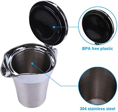 Double Insulated Gravy Boat - Stainless Steel Sauce Jug with Hinged Lid Hinged Lid Ideal for Gravy or Cream at Thanksgiving (450ML/16 OZ)