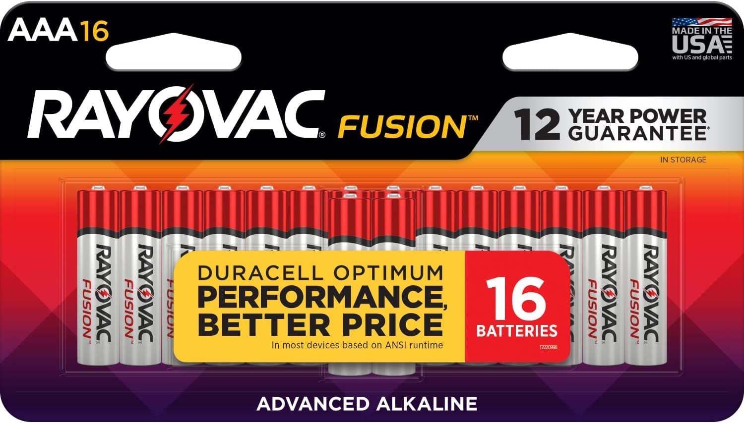 Rayovac Fusion AA Batteries and AAA Batteries, 16 Double A Batteries and 16 Triple A Batteries Combo Pack, 32 Count